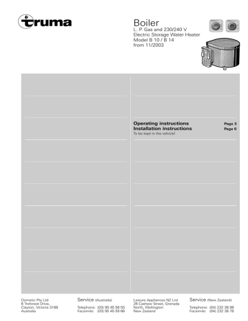 Truma B 10 Instruction manual | Manualzz