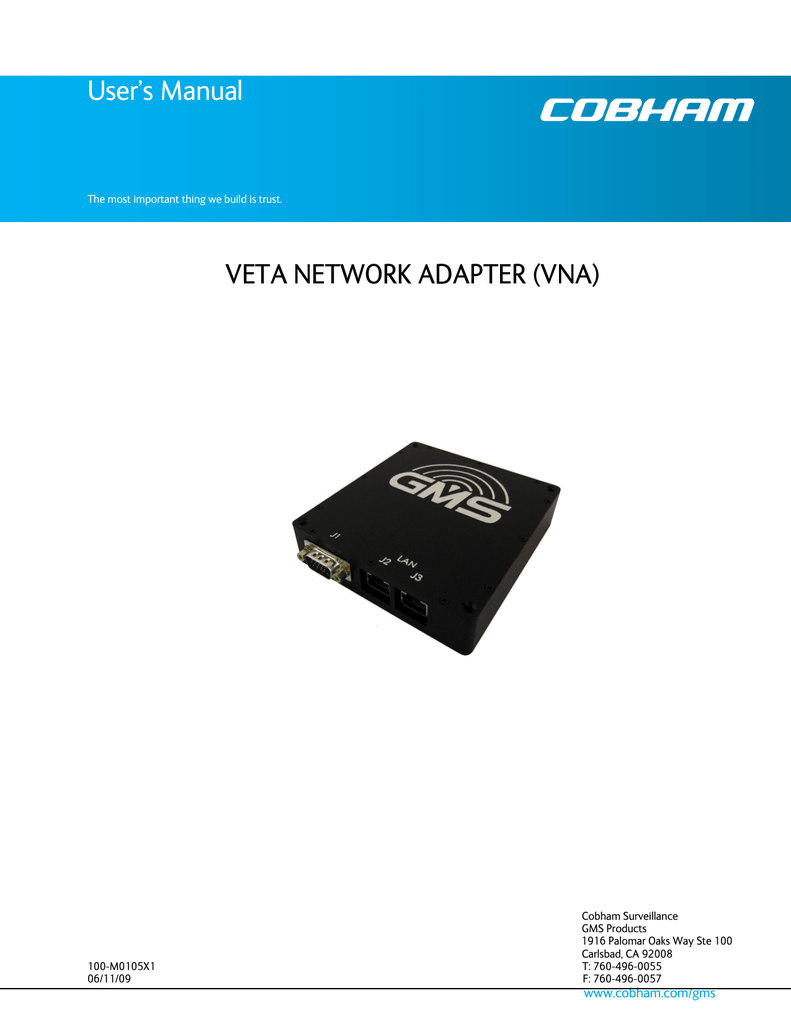 COBHAM Veta Network Adapter (VNA) User manual | Manualzz