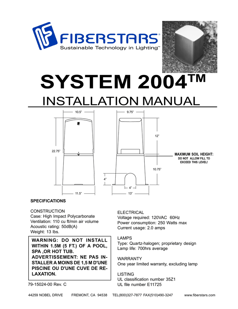 Fiberstars Pool Lights Manual | Shelly Lighting