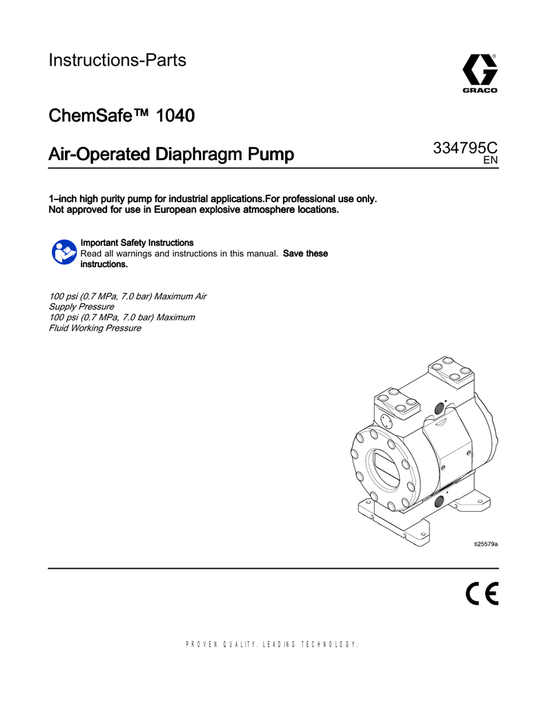 Graco 334795C, ChemSafe 1040 Air-Operated Diaphragm Pump Instructions ...