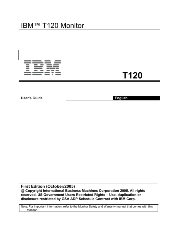 IBM Monitor T120 T120 User's Guide | Manualzz