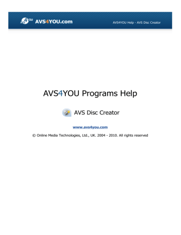 AVS Disc Creator Help | Manualzz