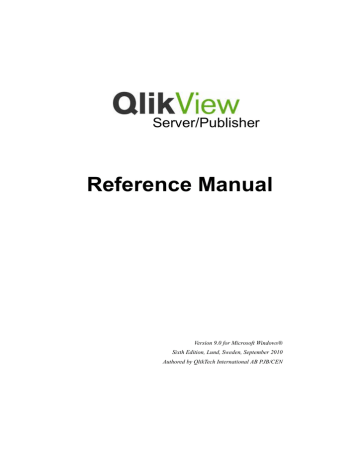 QlikView Server/Publisher 9.0 Reference Manual | Manualzz