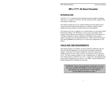 MFJ 1777 - DOUBLET, ALL BAND, 160-6M, 1.5 KW Instruction manual | Manualzz