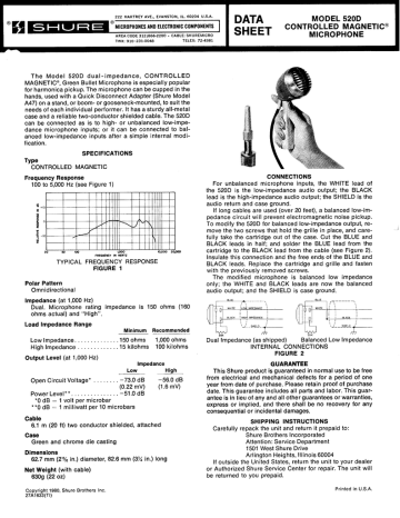 Shure 520d User guide | Manualzz