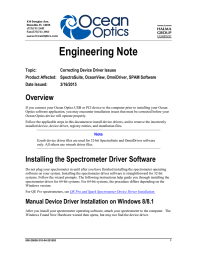Ocean Optics Spectrometer - Instructions, Engineering Note