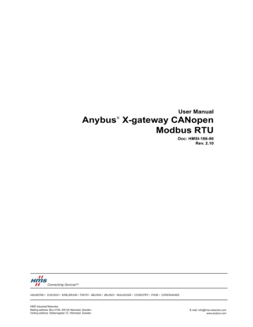 Anybus AB7305 X-gateway – CANopen Master – Modbus RTU Slave User Manual | Manualzz