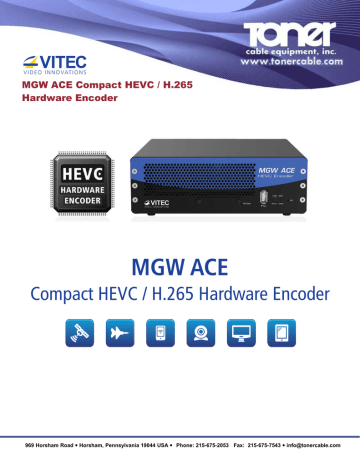 Vitec MGW ACE HEVC Encoder Specifications | Manualzz