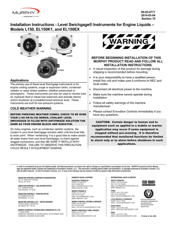 Murphy L150 and EL150 Series Liquid level Swichgage® Installation ...