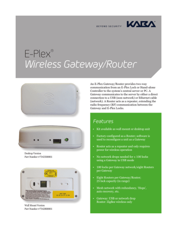 Dormakaba E-Plex Enterprise Wireless Gateway Router Specification | Manualzz