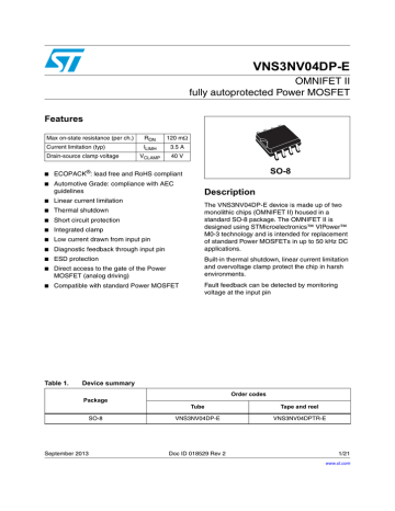 STMicroelectronics VNS3NV04DP-E Datasheet | Manualzz