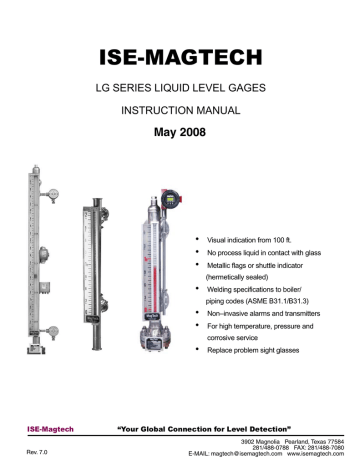 Manual: LG SERIES LIQUID LEVEL GAGES | Manualzz