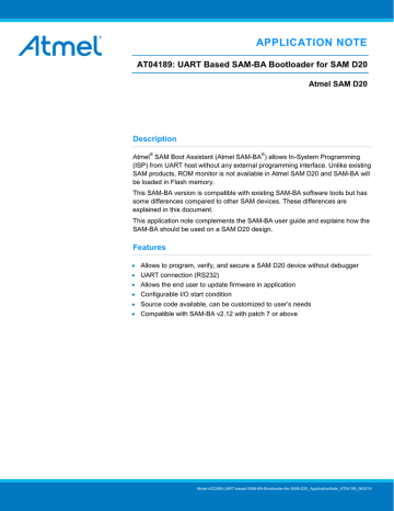 SAM D20 UART based SAM-BA Bootloader Application Note | Manualzz