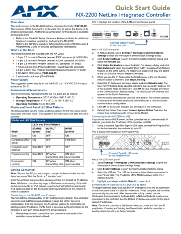 AMX NX-2200 NetLinx Quick Start Guide | Manualzz