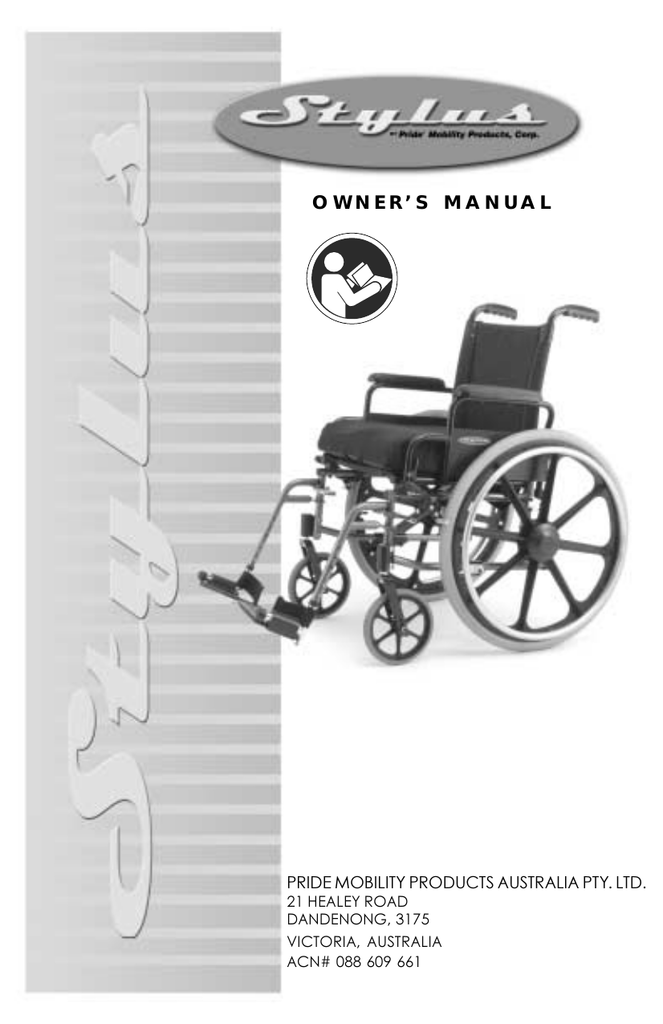 Pride STYLUS Owner's Manual | Manualzz