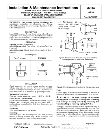 Asco 8314 Series Installation & Maintenance Instructions | Manualzz