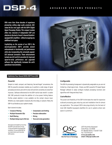 QSC DSP-4 (D) Spec sheet | Manualzz