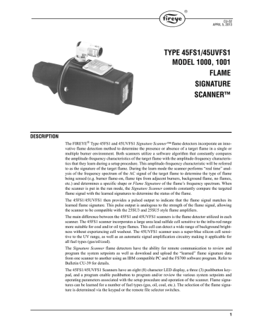 Fireye FLAME SIGNATURE SCANNER 1001 manual | Manualzz
