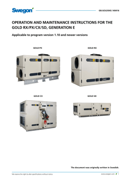 Swegon GOLD RX - User manual, Operation And Maintenance Instructions ...