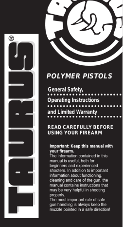 Taurus Polymer Pistol - User Manual | Manualzz