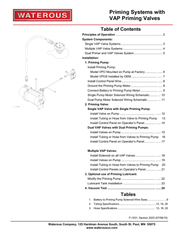 Waterous VAP Priming System Installation Guide | Manualzz