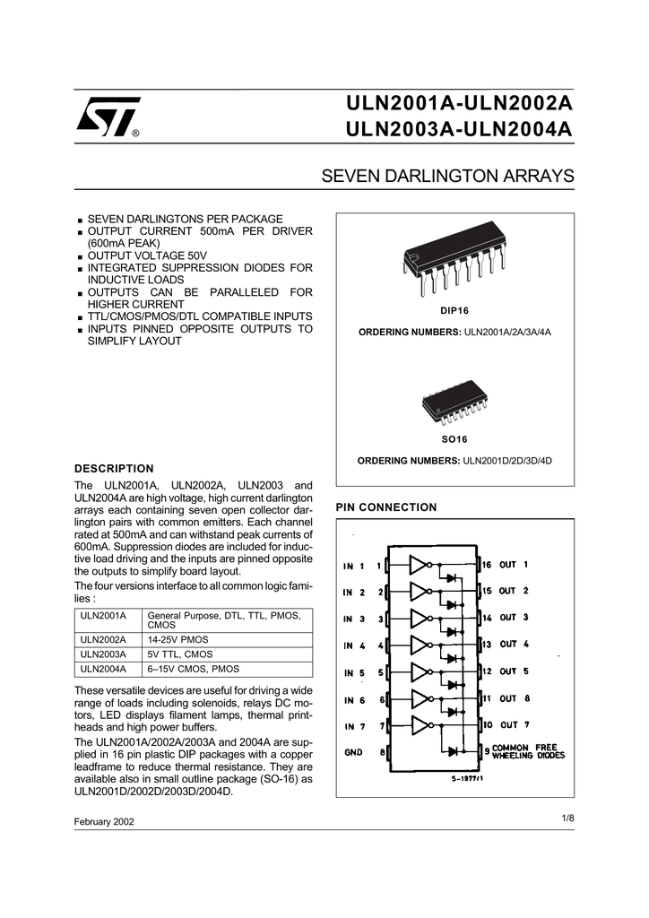Ic Uln2003 Pin Diagram Features Equivalents Datasheet