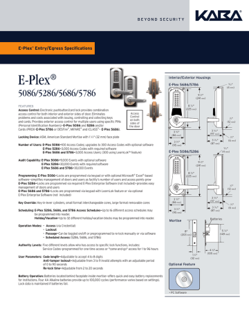 Dormakaba E-Plex 5x86 Series Specification | Manualzz