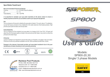 Davey SP800 SP800-20,30 User's Guide | Manualzz