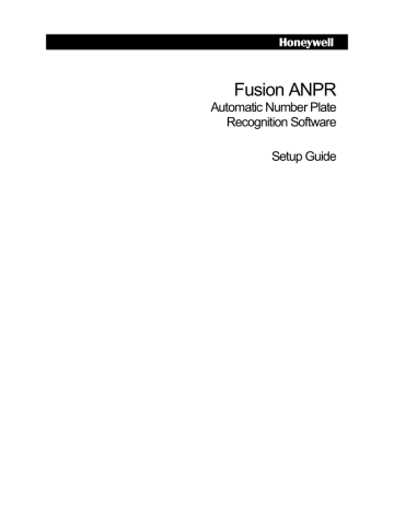 Honeywell Fusion ANPR Setup Guide | Manualzz