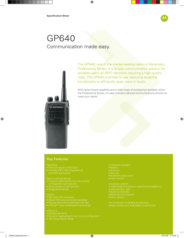 Motorola Professional GP640 Datasheet | Manualzz