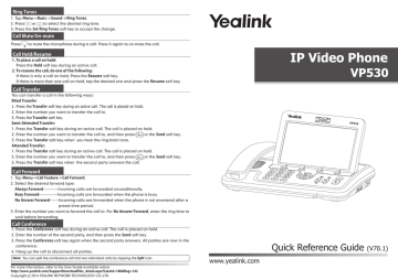 Yealink VP530 Quick Reference Manual | Manualzz