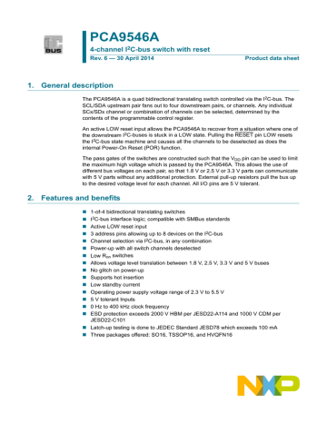 NXP PCA9546A 4-channel I2C-bus switch Data Sheet | Manualzz
