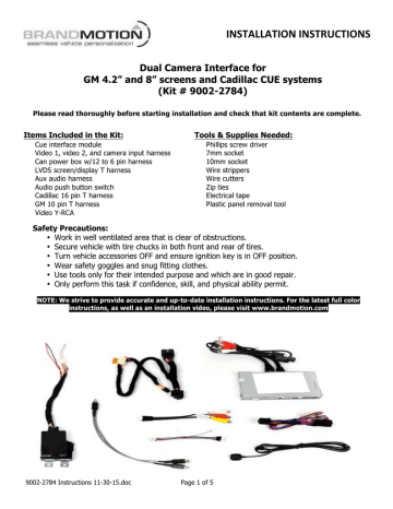 Dual Camera Interface 9002-2784 Installation Instructions | Manualzz