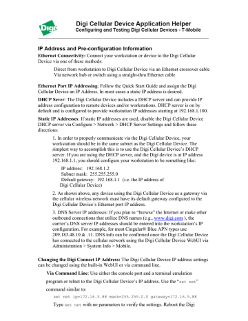 Digi Connect Cellular Device Application Helper | Manualzz