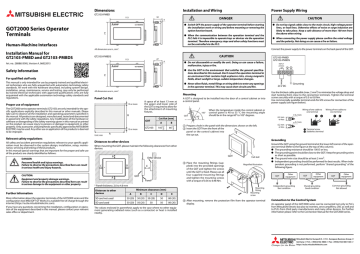 Mitsubishi Electric GT2103-PMBDS Installation manual | Manualzz