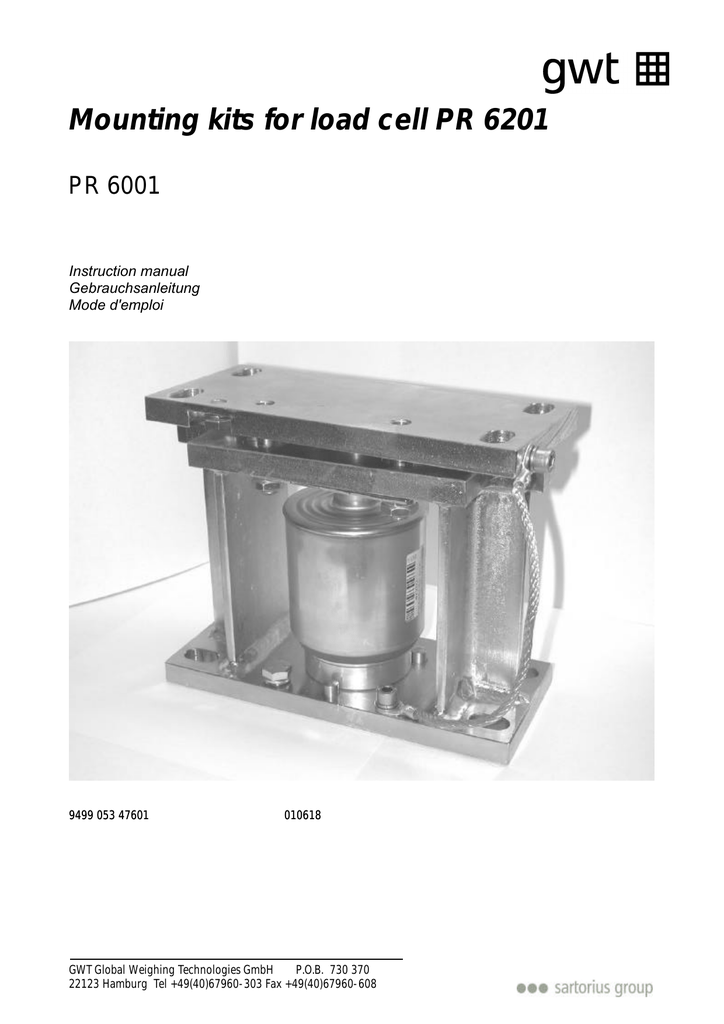 Mounting kits for load cell PR 6201 PR 6001 Instruction manual ...