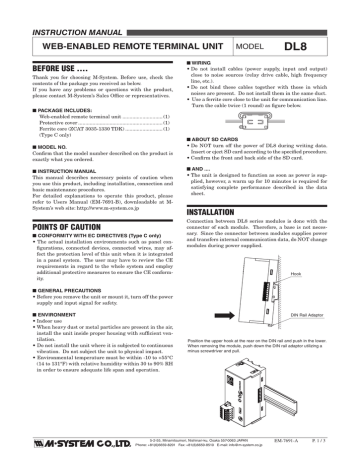 DL8 Instruction Manual - M-System | Manualzz