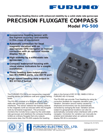 Furuno PG500R Compass Specification Sheet | Manualzz