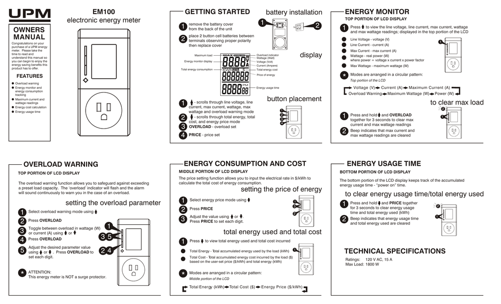 UPM EM100 Owner's manual | Manualzz