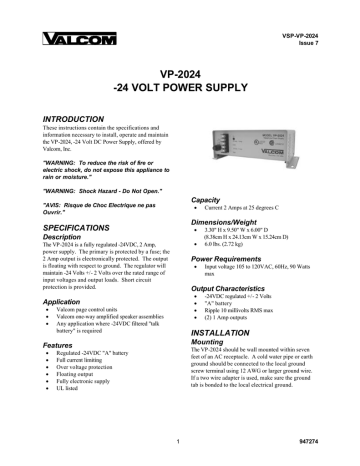 Valcom VP-2024 User manual | Manualzz