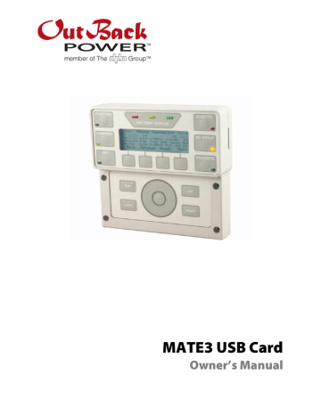 OutBack Power MATE3 System Display and Controller Owner's Manual | Manualzz