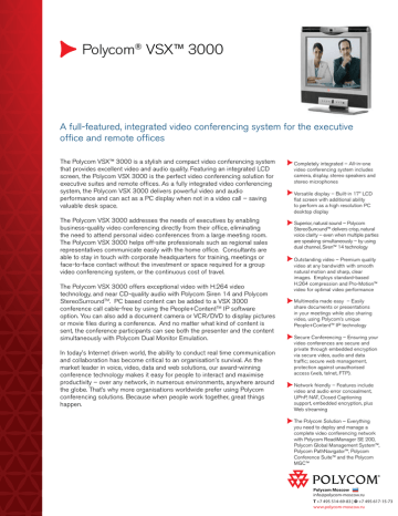 Polycom VSX 3000 Brochure & Specs | Manualzz