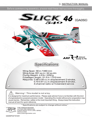 The World Models GA050 Slick 540 46 Instruction Manual | Manualzz