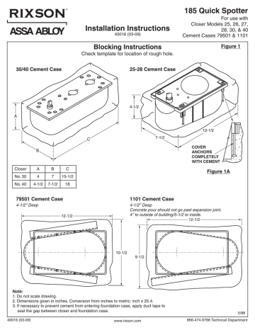 Rixson Heavy Duty Closer Models Installation Instructions | Manualzz