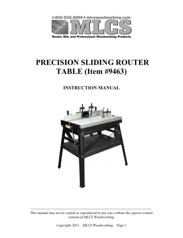 MLCS 9463 Sliding Router Table Instruction Manual | Manualzz