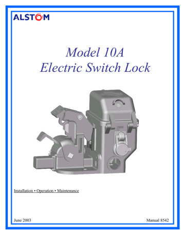 Alstom Model 10A Electric Switch Lock Manual | Manualzz