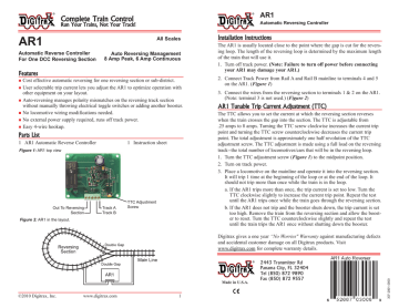 Digitrax AR1 Automatic Reverse Controller-Single Instruction | Manualzz