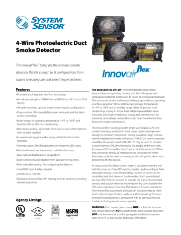 System Sensor D4120 InnovairFlex™ 14 19/50 in. 4-Wire Photoelectric ...