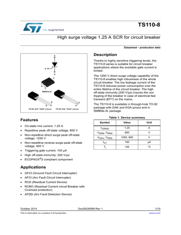 STMicroelectronics TS110-8 Datasheet | Manualzz
