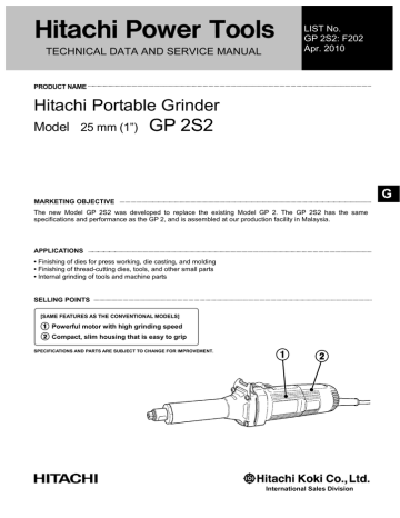 Hitachi GP 2S2 Techical Data And Service Manual | Manualzz